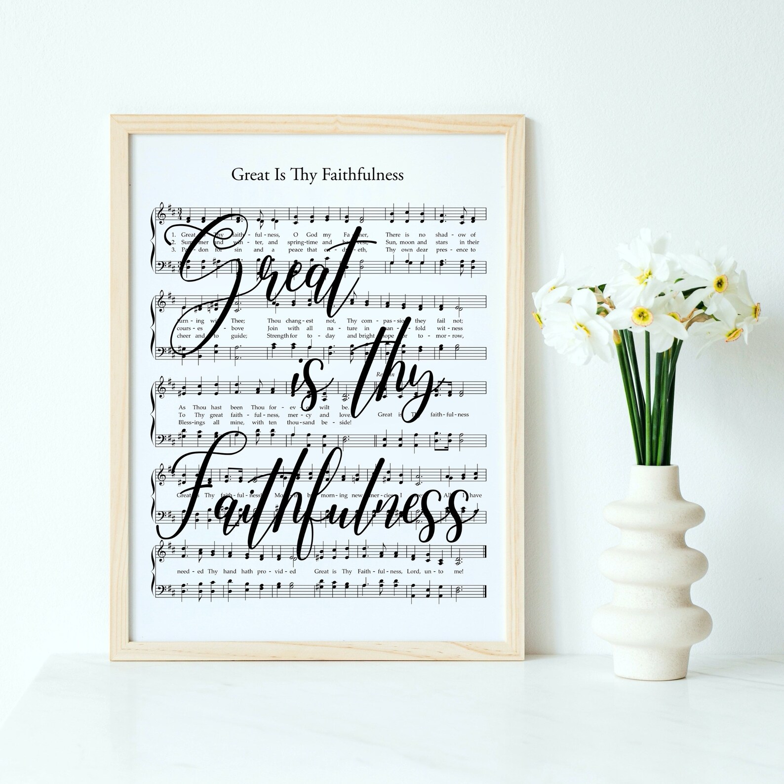Great is Thy Faithfulness Hymn, Hymn Music Sheet, Large Print Music Art ...