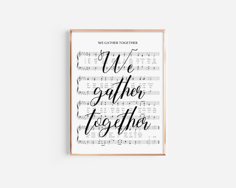 We Gather Together Hymn, Hymn Prints, Hymn Wall Art, Thanksgiving Hymns ...