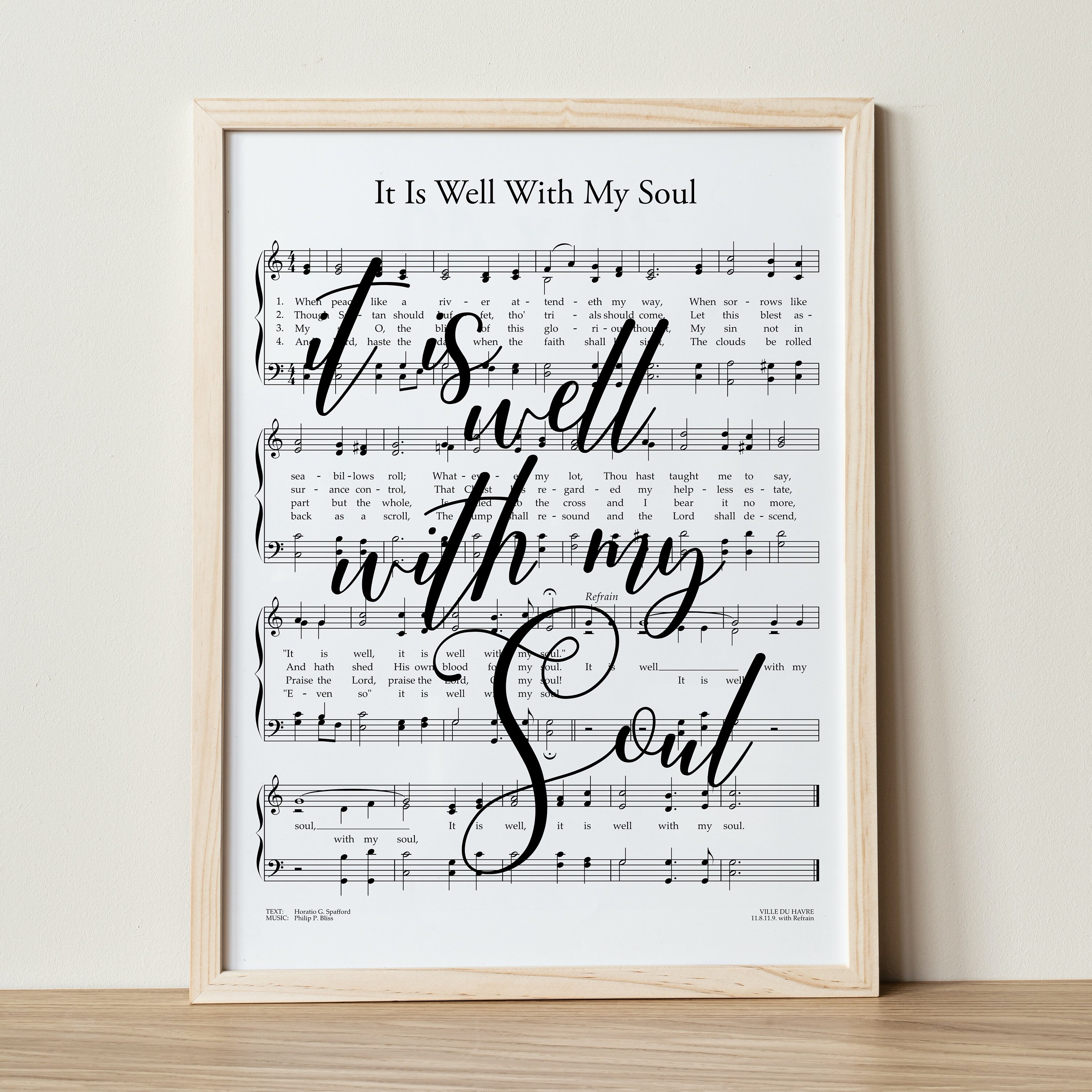 It is Well With My Soul Hymn Print, Large Print Sheet Music, Printable ...