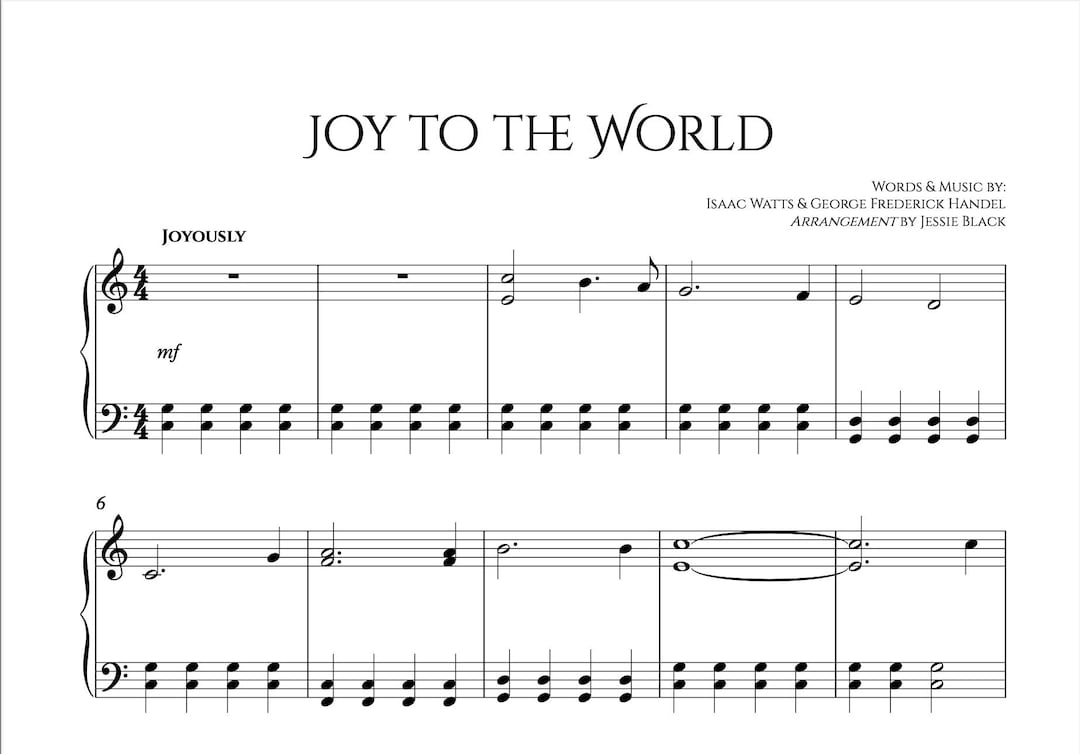 Joy to the World Piano Sheet Music, Easy to Intermediate Piano, Xmas ...