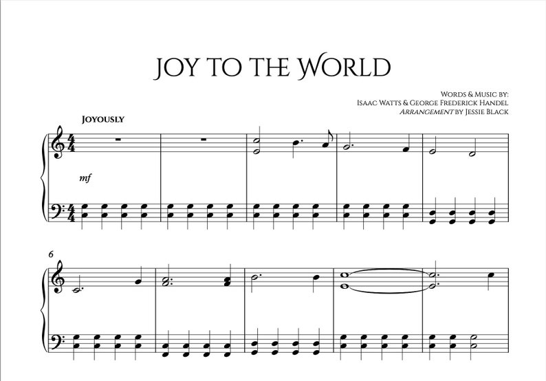 Joy to the World Piano Sheet Music, Easy to Intermediate Piano, Xmas ...