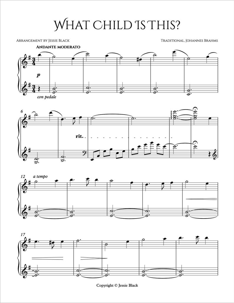 What Child is This Sheet Music, Advanced Piano, Digital Sheet Music ...