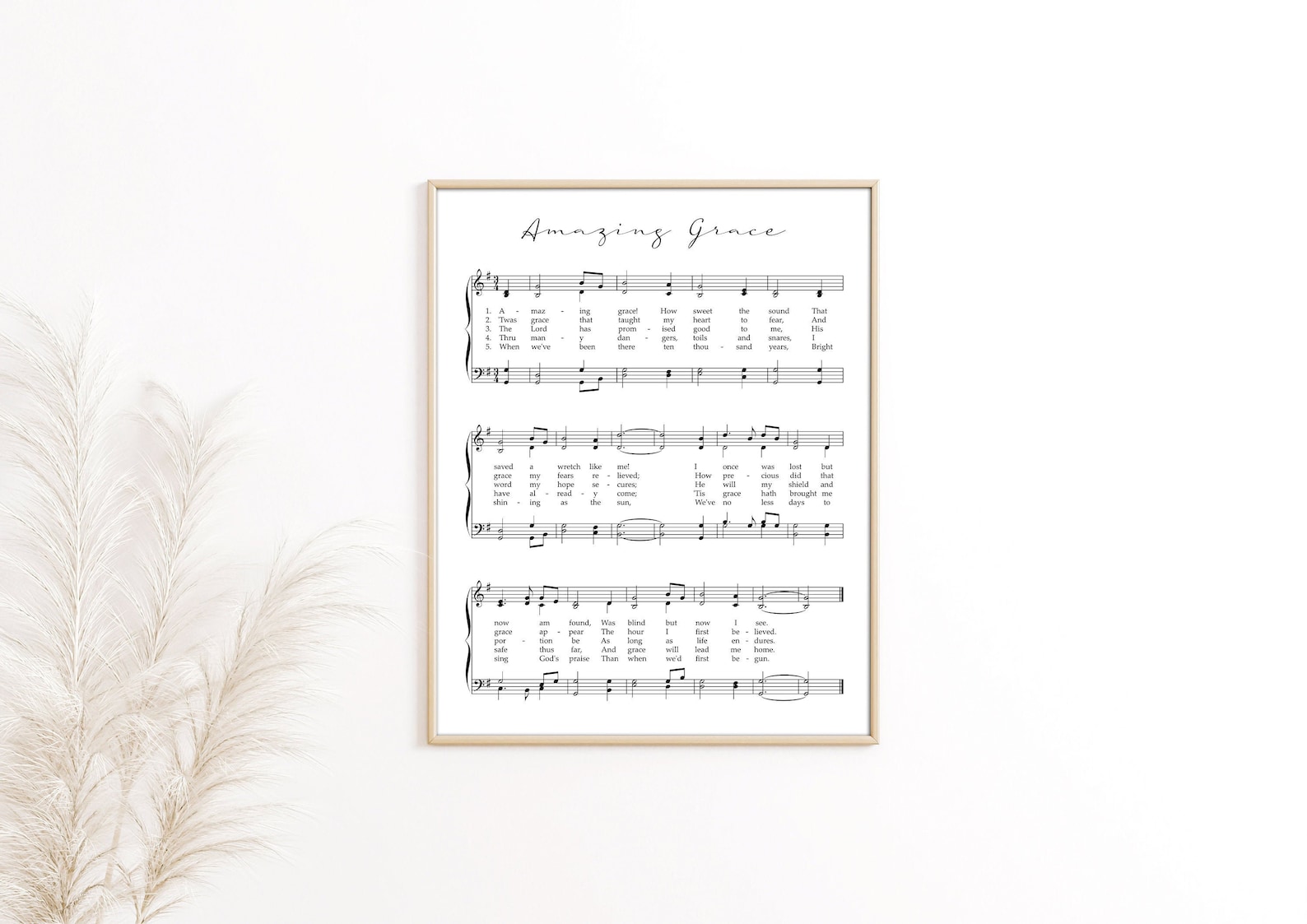 Amazing Grace Hymn Print, Hymn Prints, Large Print Sheet Music ...