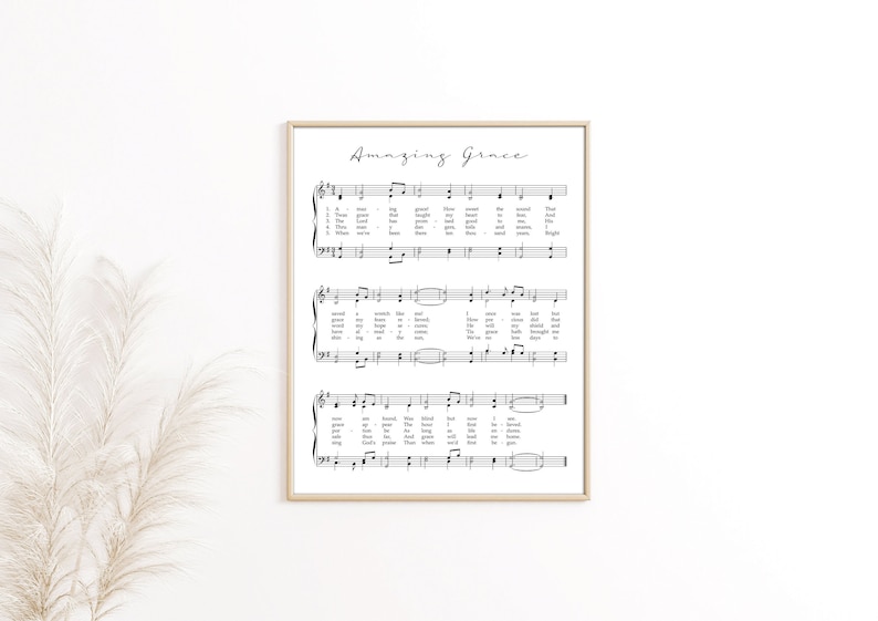 Amazing Grace Hymn Print, Hymn Prints, Large Print Sheet Music ...