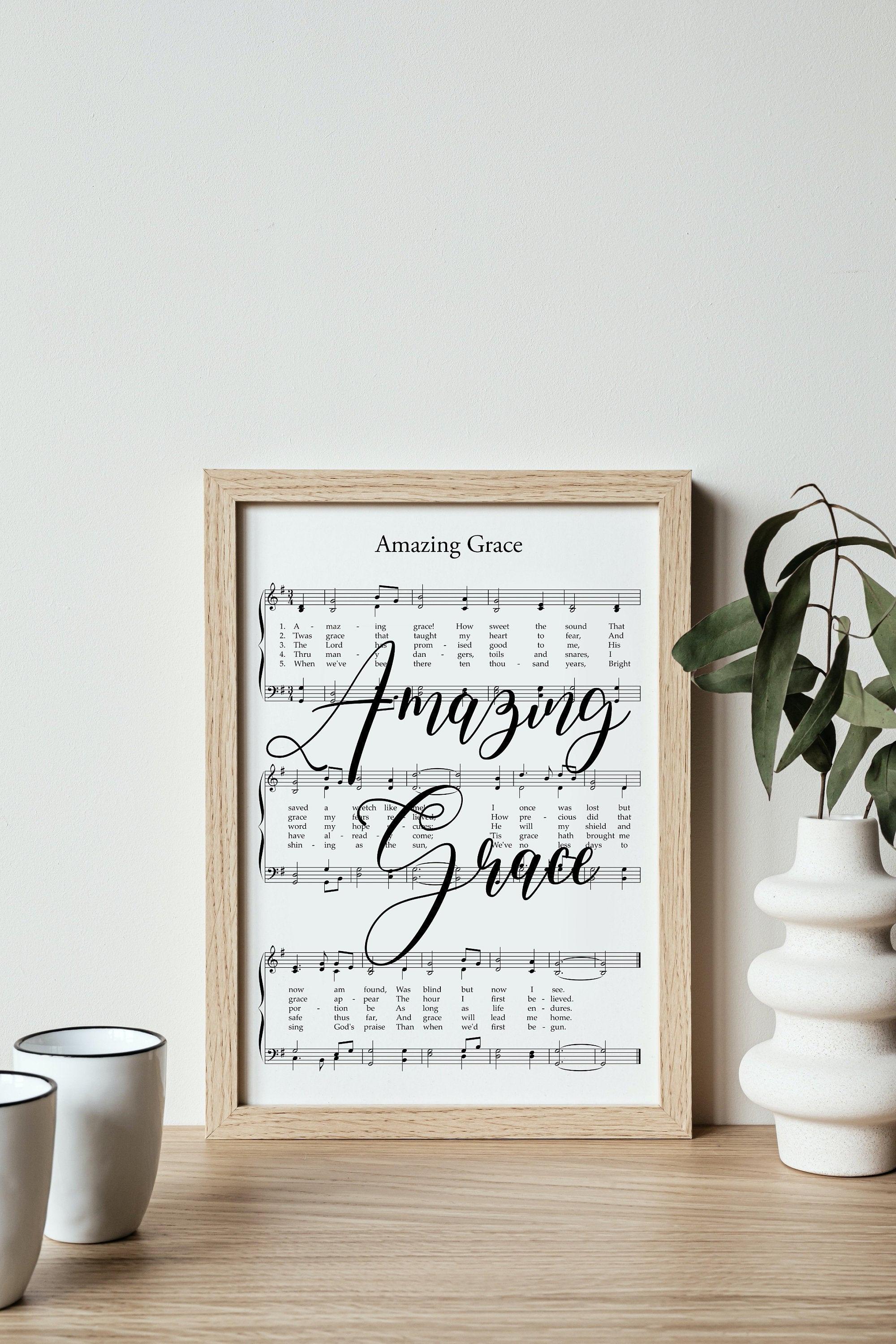 Amazing Grace Hymn Print, Large Print Sheet Music Art, Printable Hymn ...