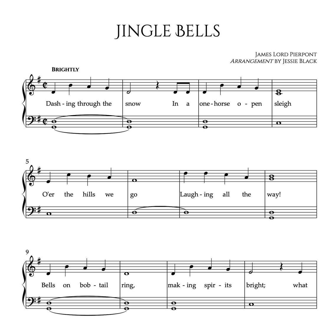 Jingle Bells Easy Piano, Beginner Christmas Piano, Jingle Bells Sheet ...