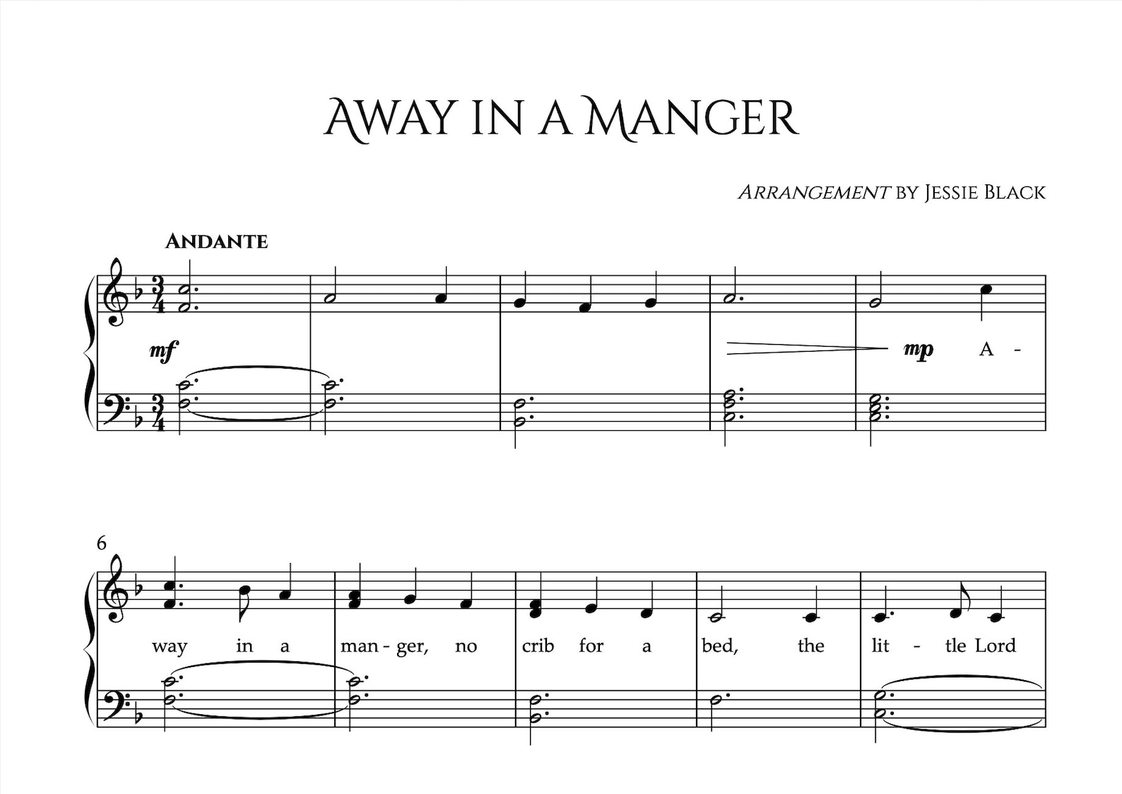 Away in a Manger Easy Piano Sheet Music, Easy Christmas Piano, Beginner ...