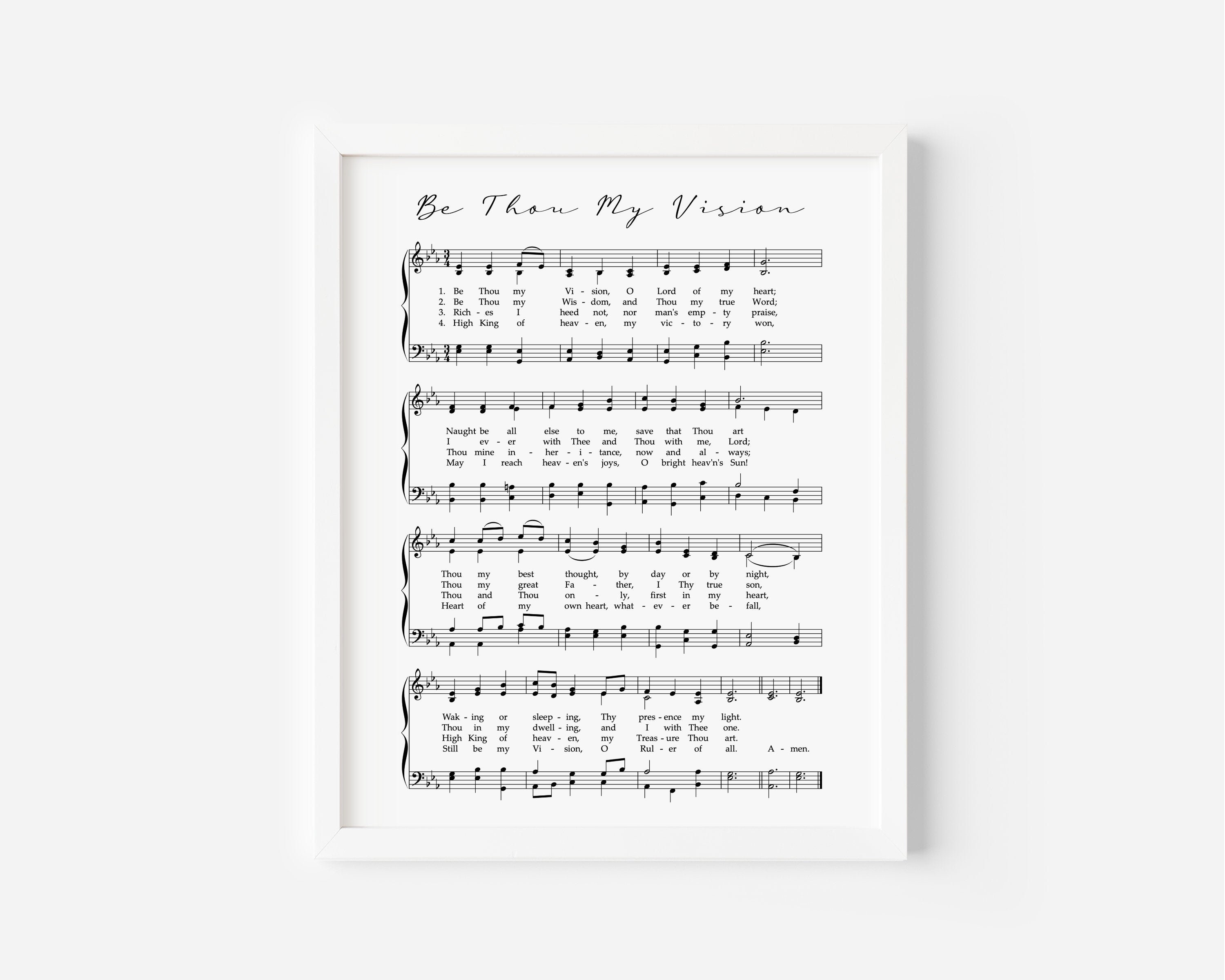 Be Thou My Vision Hymn Print, Printable Hymns, Hymnal Page, Large Print ...
