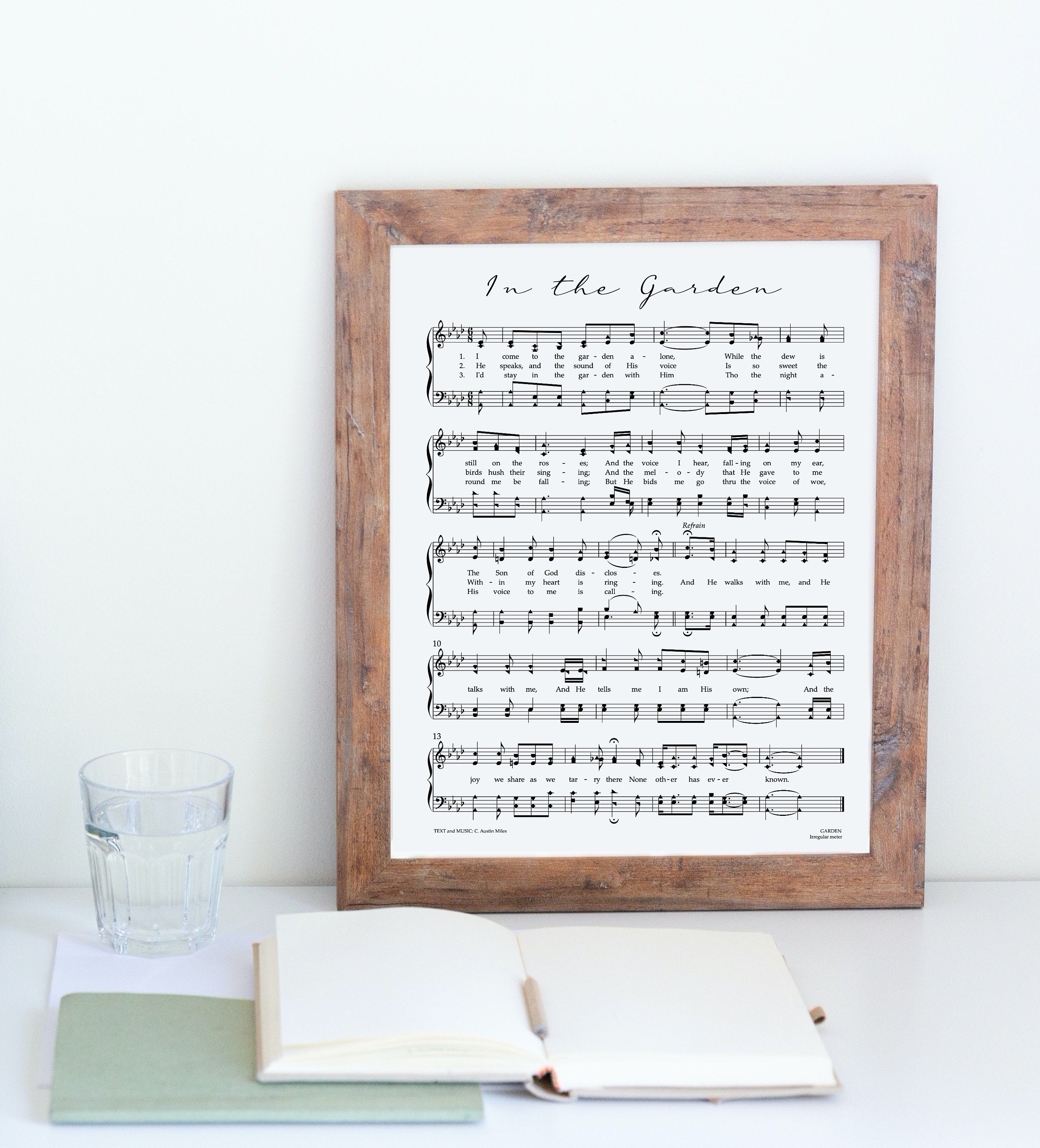 In the Garden Hymn Print, Shape Note Music, Hymn Prints, Hymn Wall Art ...