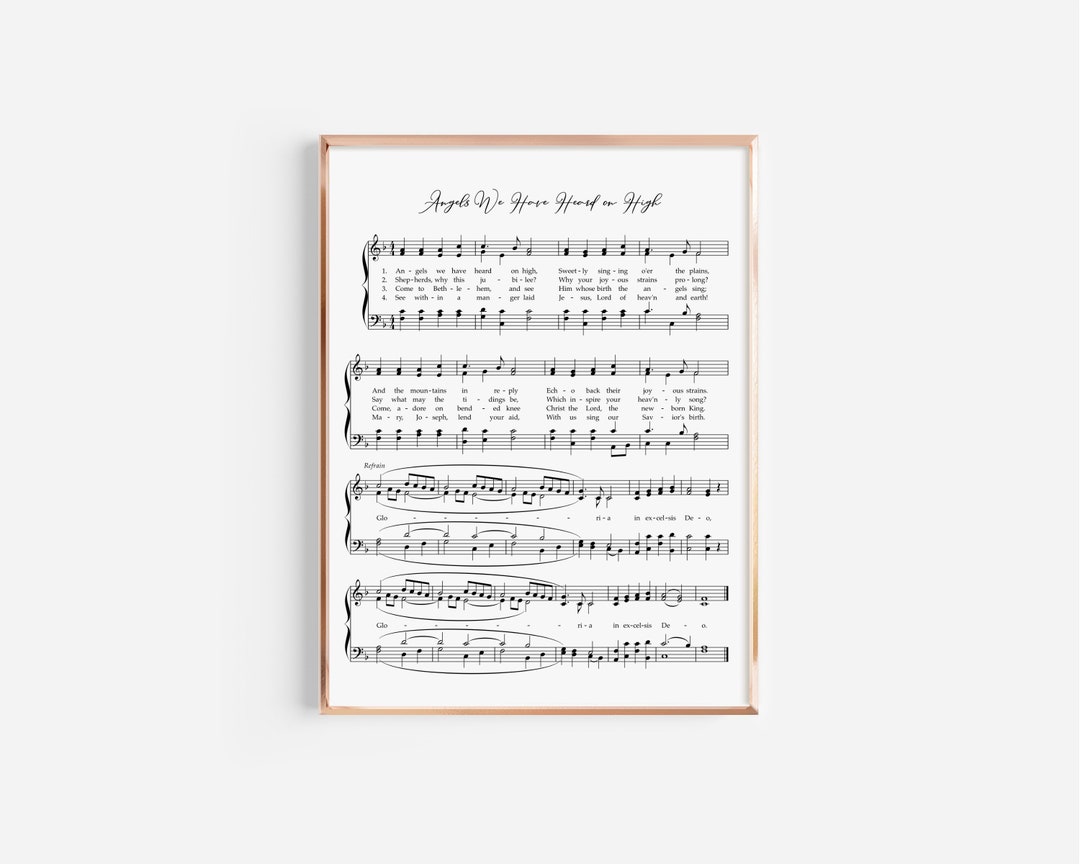 Angels We Have Heard on High Hymn, Shape Note Music, Christmas Decor ...