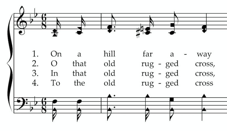 The Old Rugged Cross Hymn Print, Solfege Music, Digital Hymns, Hymn ...