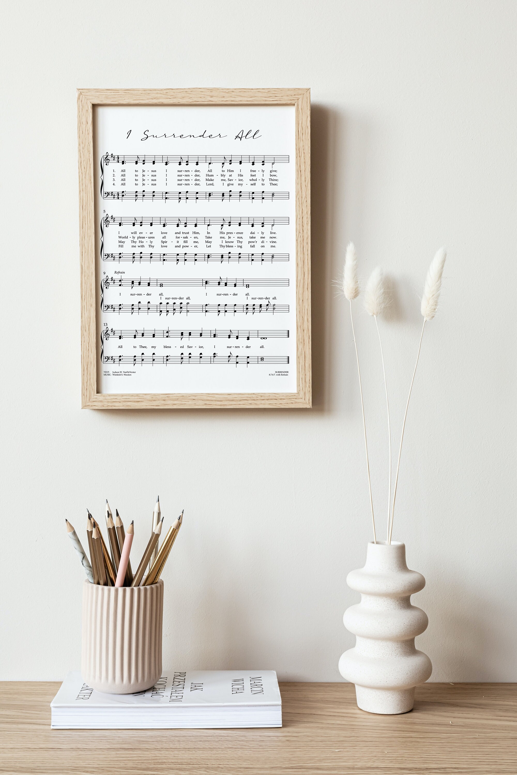 I Surrender All Hymn Print, Printable Hymns, Hymn Music Page, Digital ...