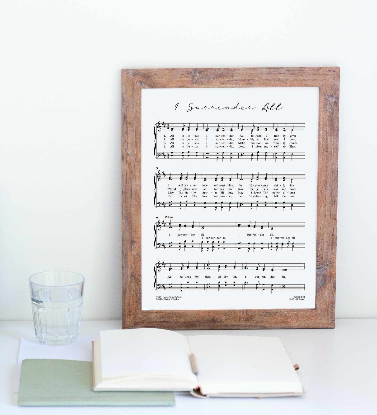 I Surrender All Hymn Print, Printable Hymns, Hymn Music Page, Digital ...