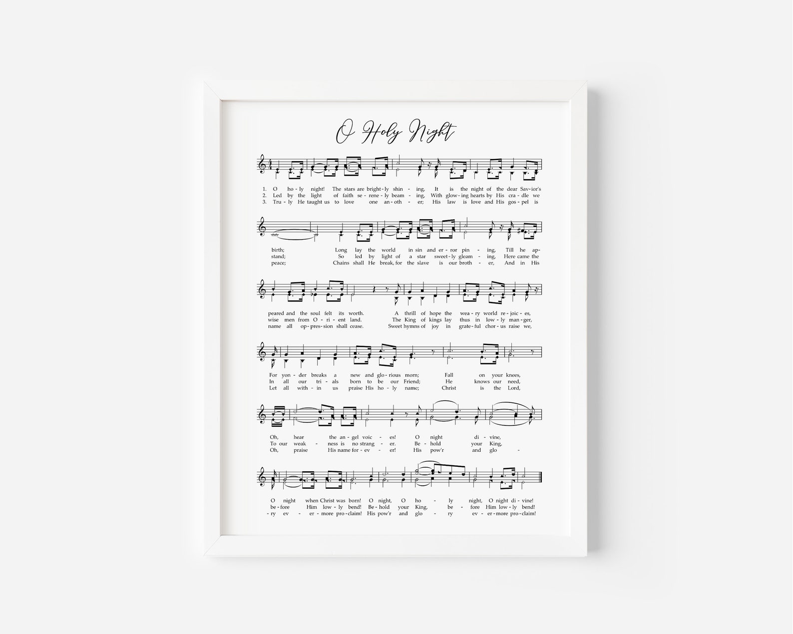 O Holy Night Hymn, Shape Note Music, Christmas Hymns, Hymn Prints ...