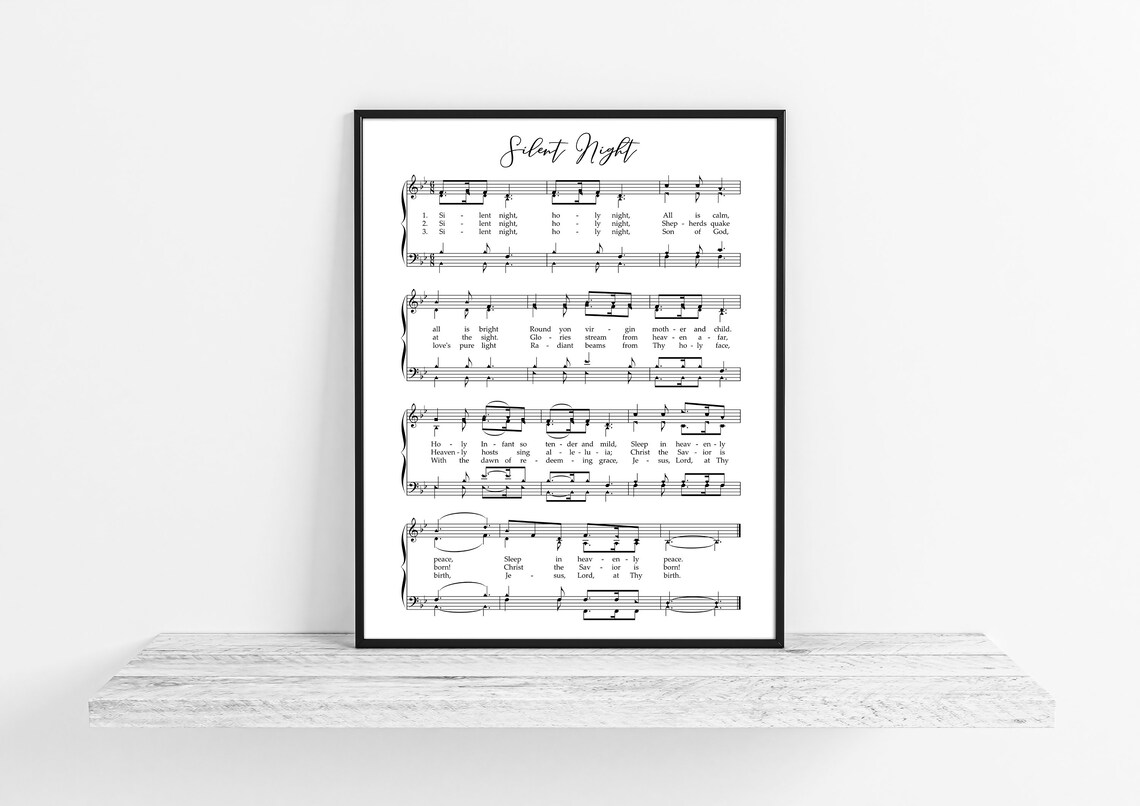 Silent Night Hymn Shape Note Music Christmas Decor Hymn - Etsy