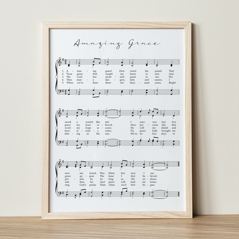 Amazing Grace Hymn Print, Hymn Prints, Large Print Sheet Music ...