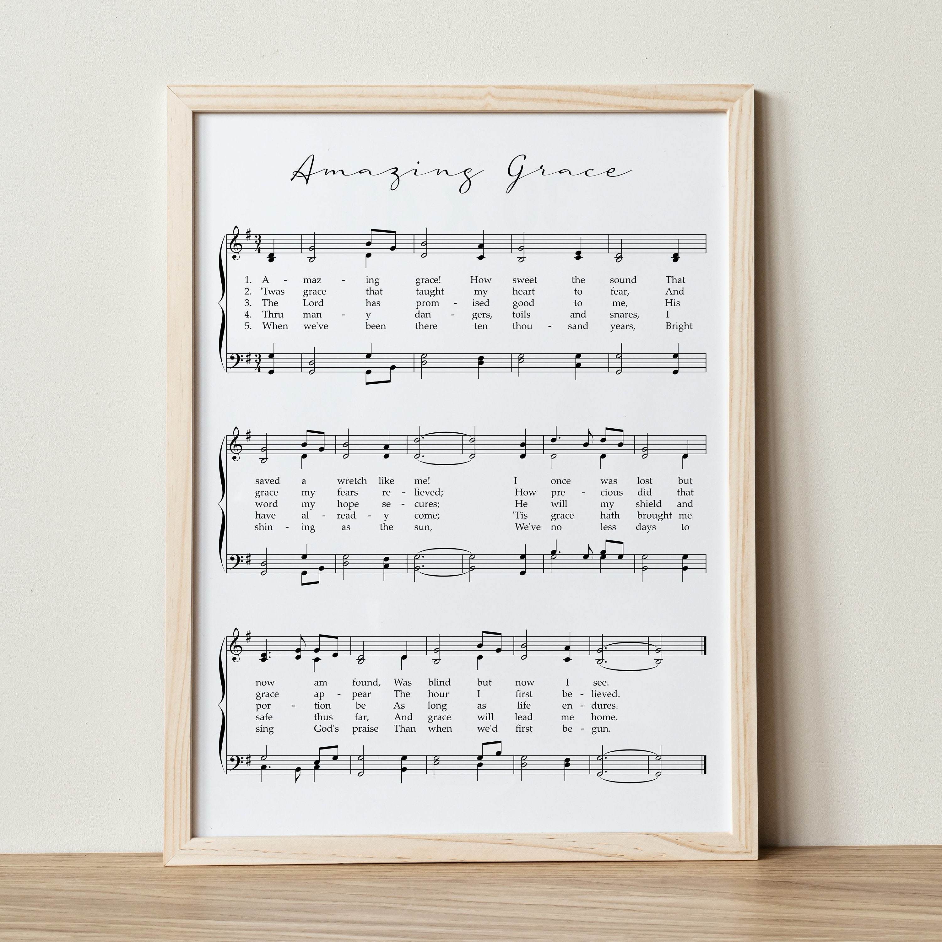 Amazing Grace Hymn Print, Hymn Prints, Large Print Sheet Music ...