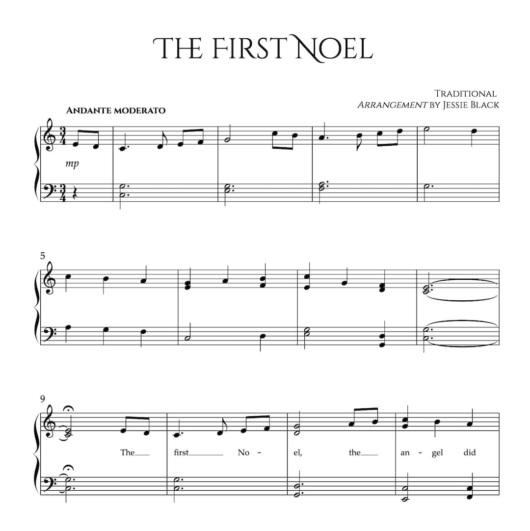 The First Noel Easy Sheet Music, Beginner Level Christmas Sheet Music ...