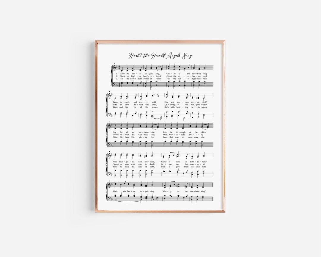 Hark the Herald Angels Sing Hymn, Shape Note Music, Christmas Decor ...