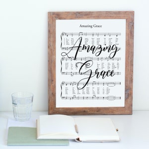 Amazing Grace Hymn Print, Large Print Sheet Music Art, Printable Hymn ...