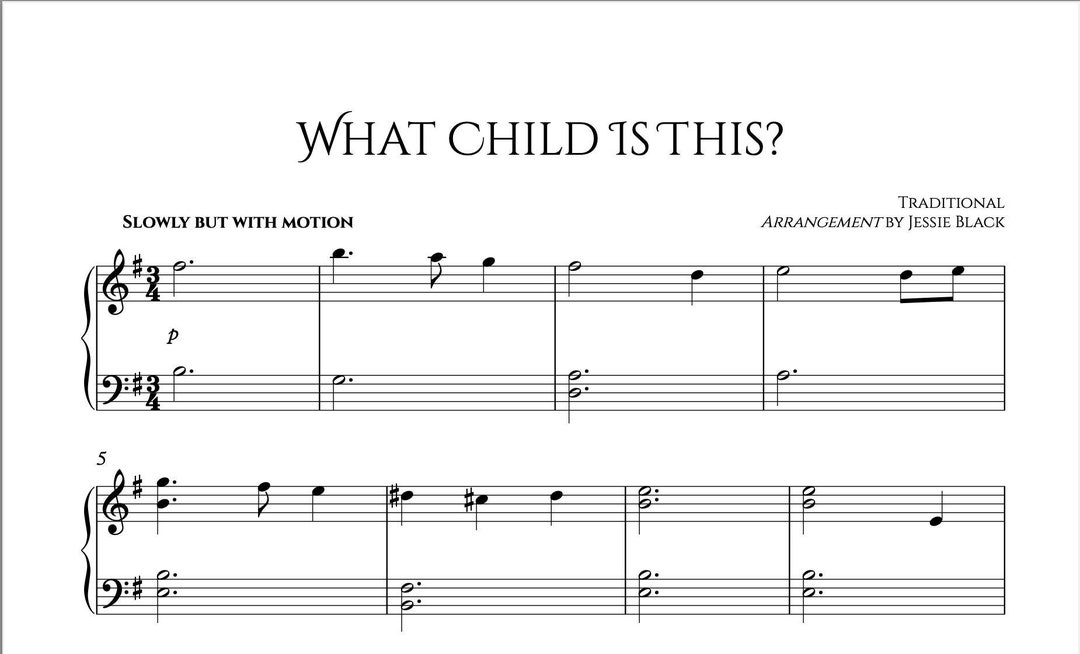 What Child is This Beginner Piano, Piano Sheet Music, Christmas Sheet ...