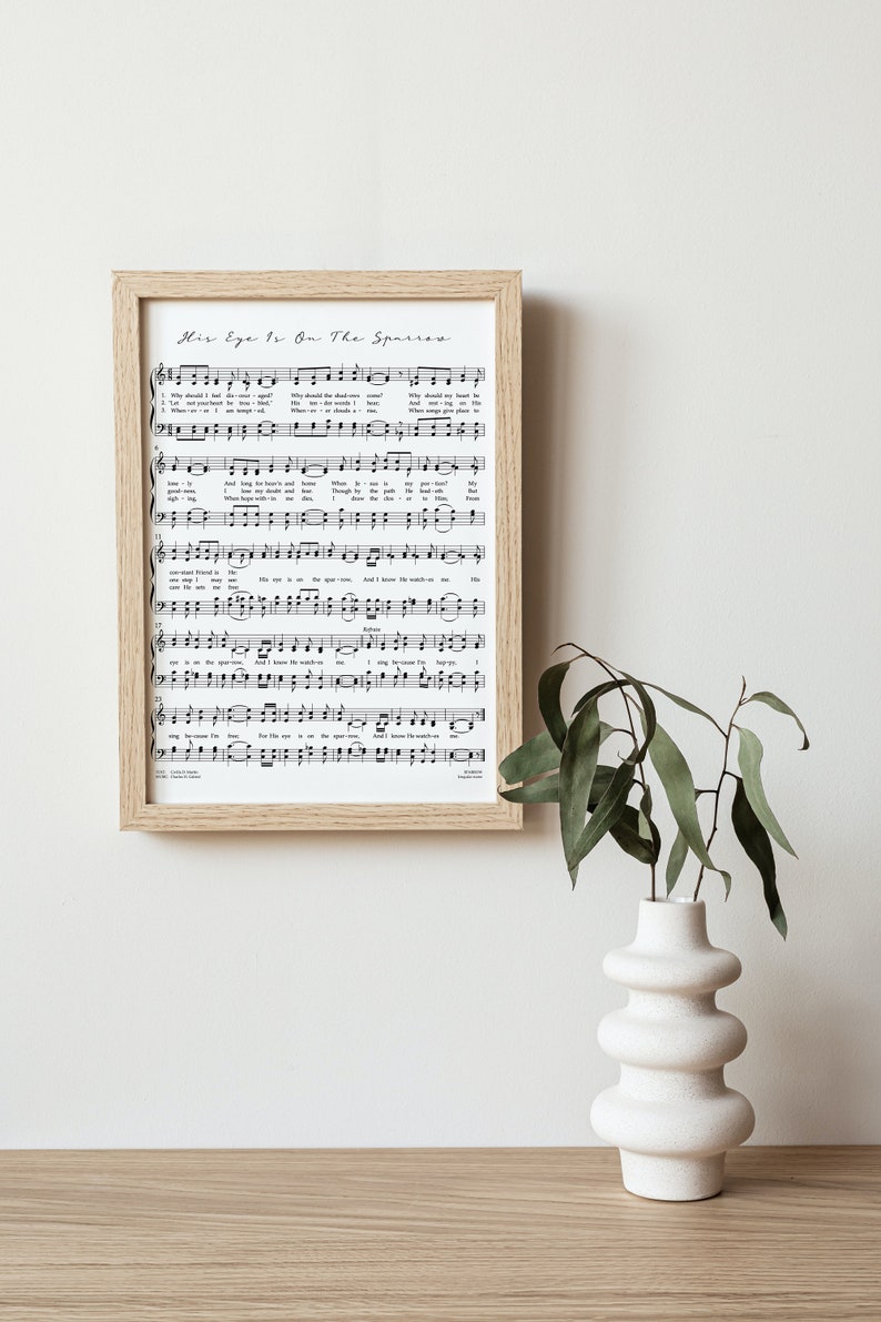 His Eye is on the Sparrow Hymn Print Digital Hymn Page | Etsy