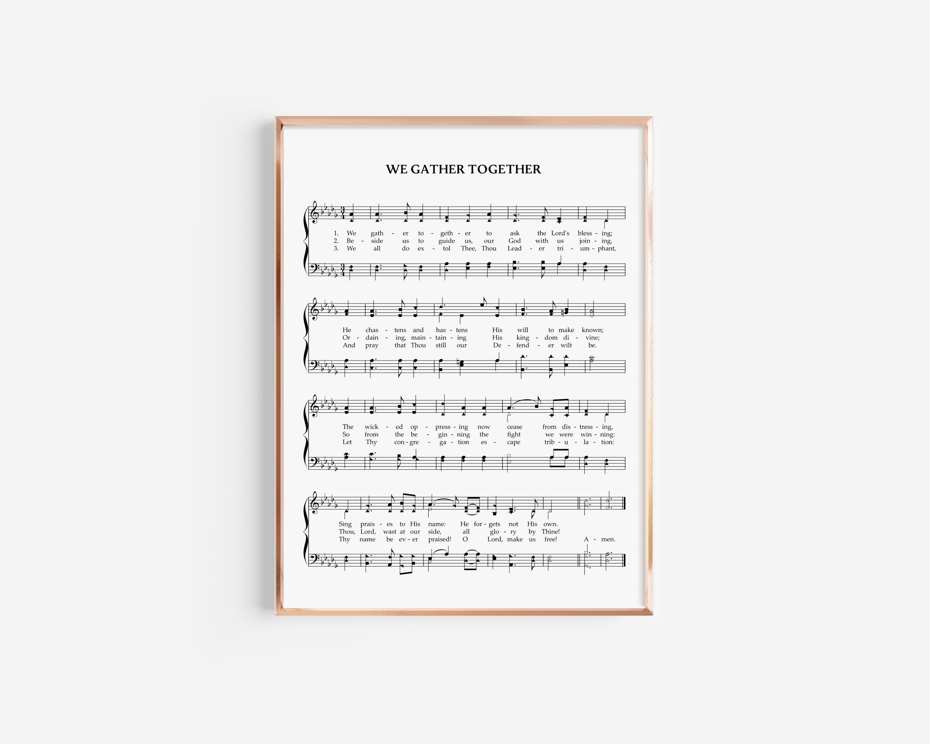We Gather Together Hymn, Hymn Prints, Hymn Wall Art, Thanksgiving Hymns ...