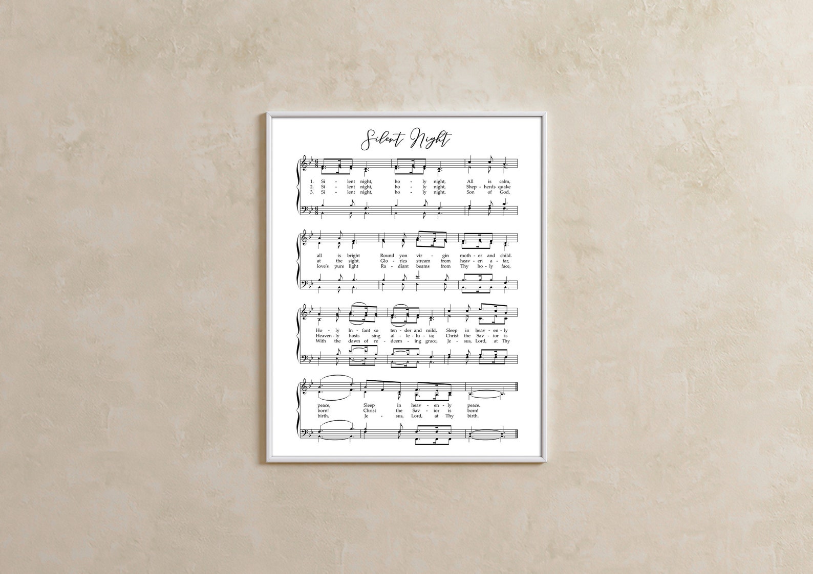 Silent Night Hymn, Shape Note Music, Christmas Decor, Hymn Prints ...