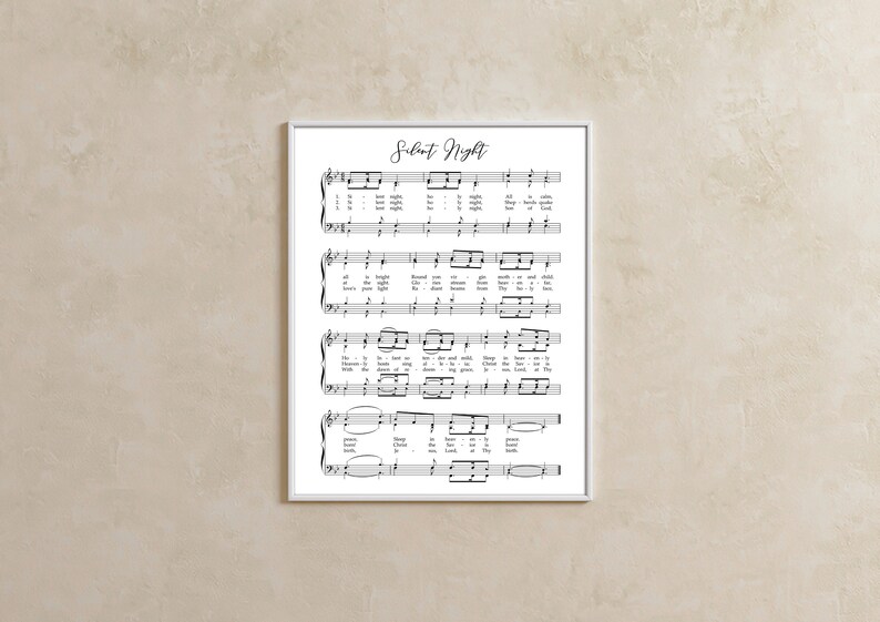 Silent Night Hymn, Shape Note Music, Christmas Decor, Hymn Prints ...