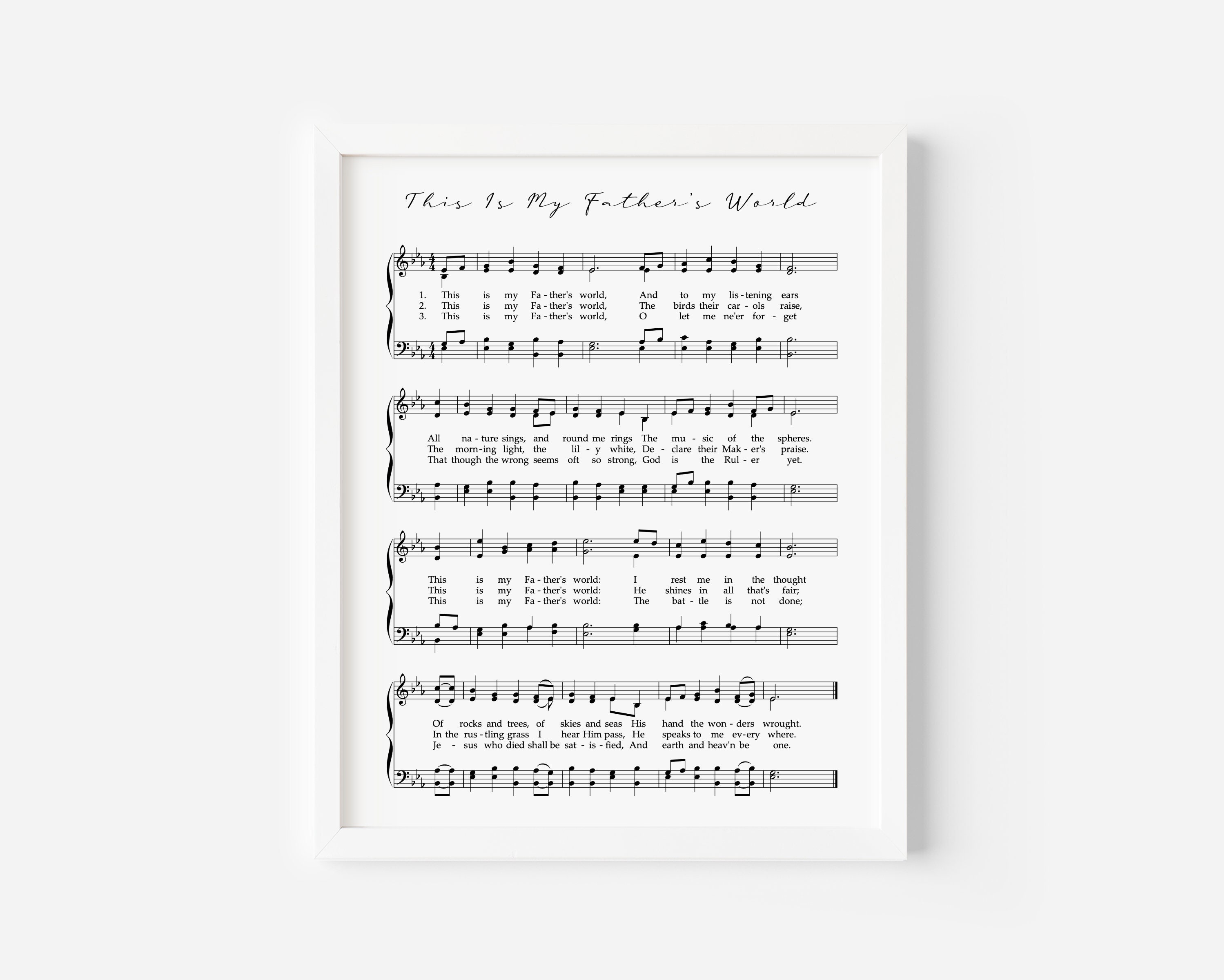 This is My Father's World Hymn Print, Sheet Music Art, Printable Hymns ...