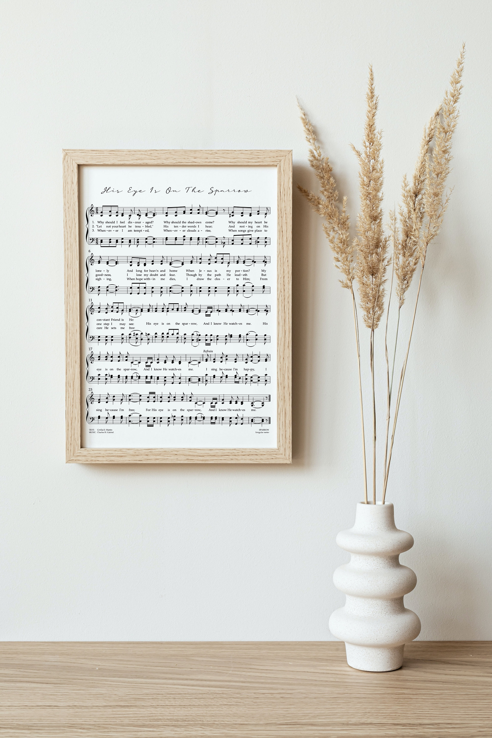His Eye is on the Sparrow Hymn Print, Digital Hymn Page, Printable ...