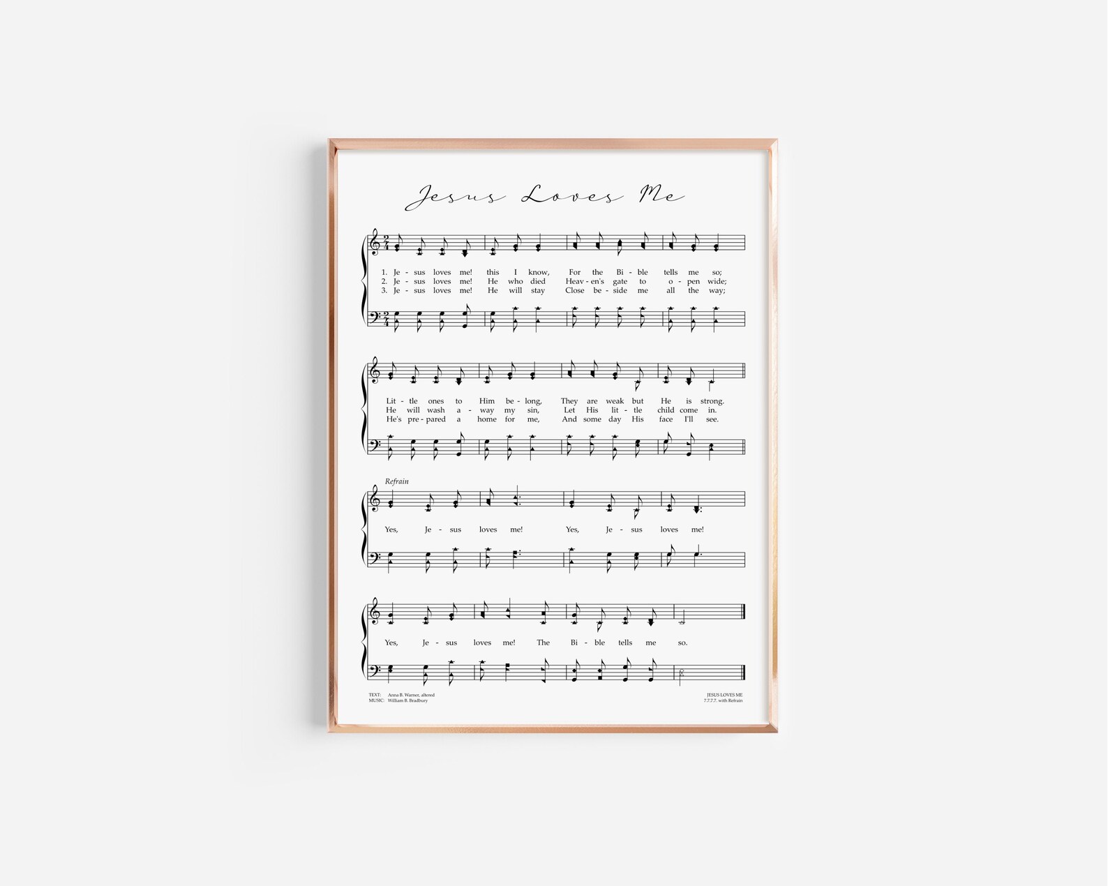 Jesus Loves Me Hymn Print, Shape Note, Nursery Decor, Children Hymns ...