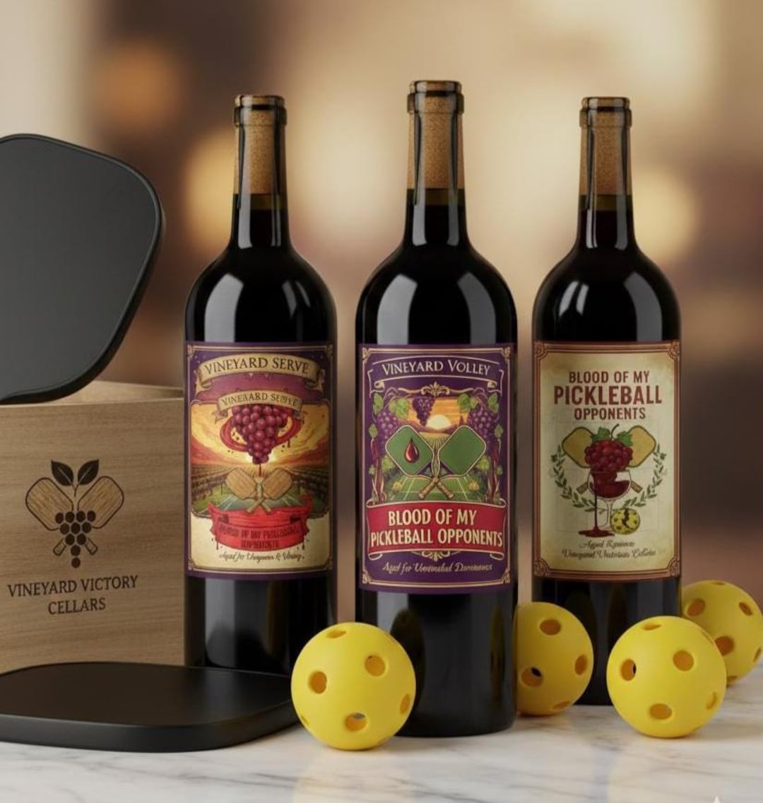 Funny Pickleball Wine Bottle Labels, Retirement Gift, Pickleball ...