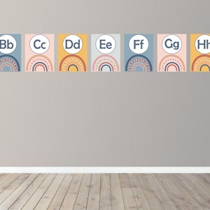 Boho Rainbow Alphabet Posters, Neutral Classroom Decor, Alphabet ...