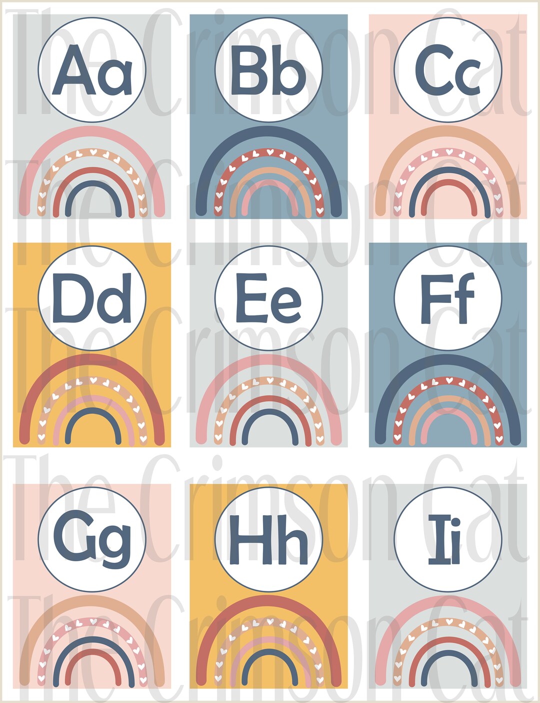 Boho Rainbow Alphabet Posters, Neutral Classroom Decor, Alphabet ...