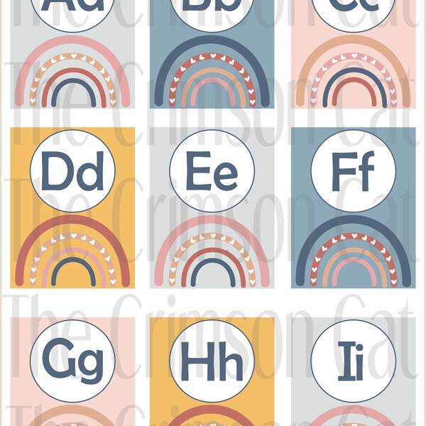 Boho Rainbow Alphabet Posters - Etsy