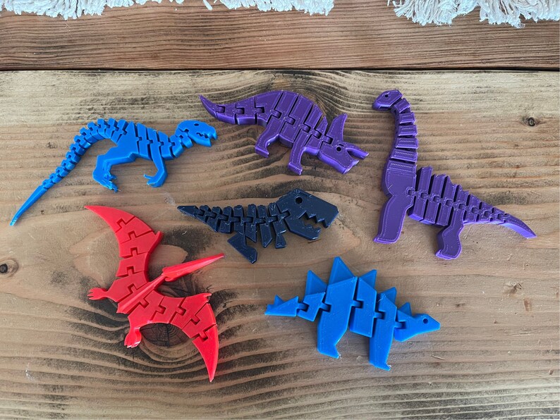 Articulated Sensory Dinosaur, 6 Piece Set, 3d Printed Dinosaurs, Fidget ...