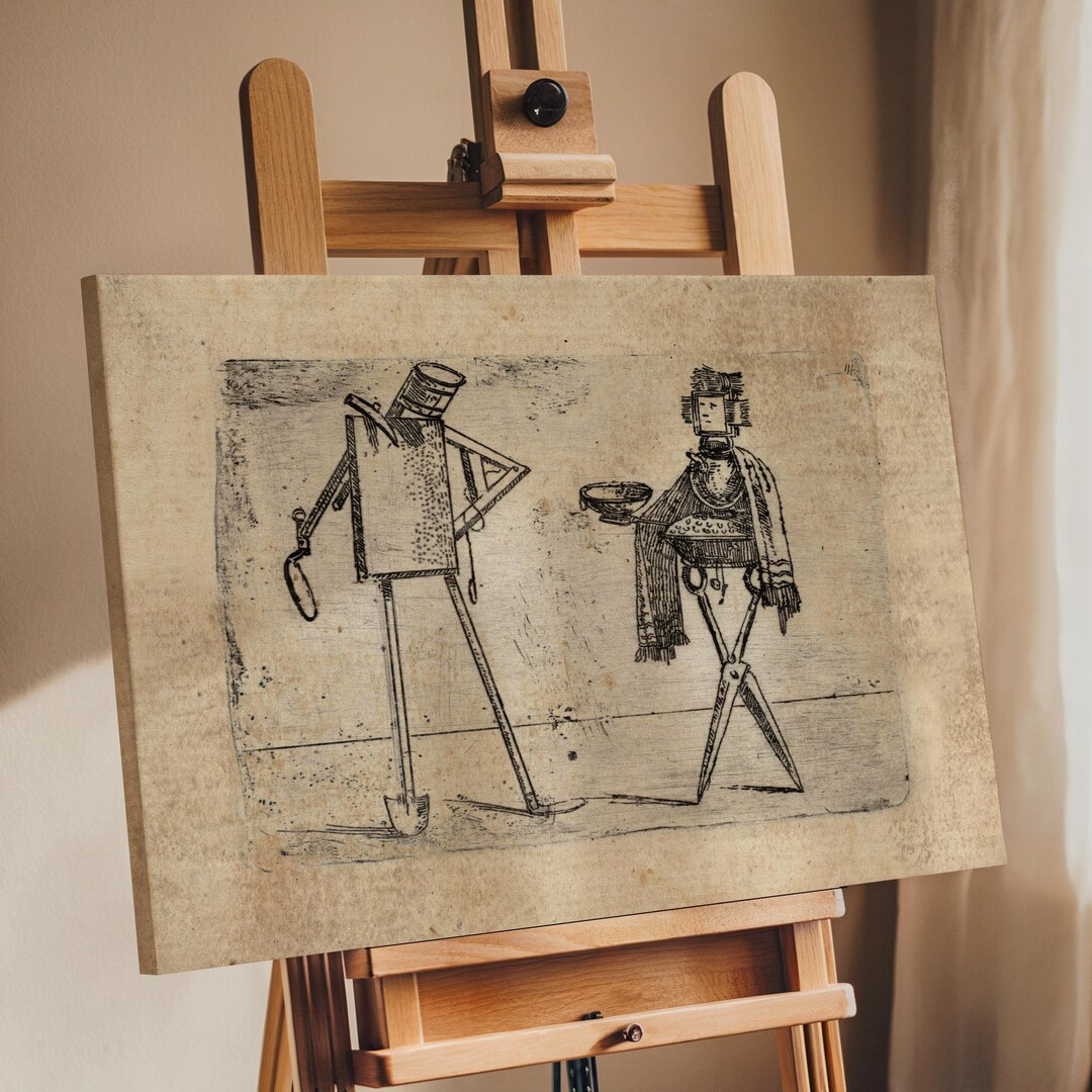 Weird Vintage Human Figure Wall Art, Unusual Abstract Matte Canvas ...