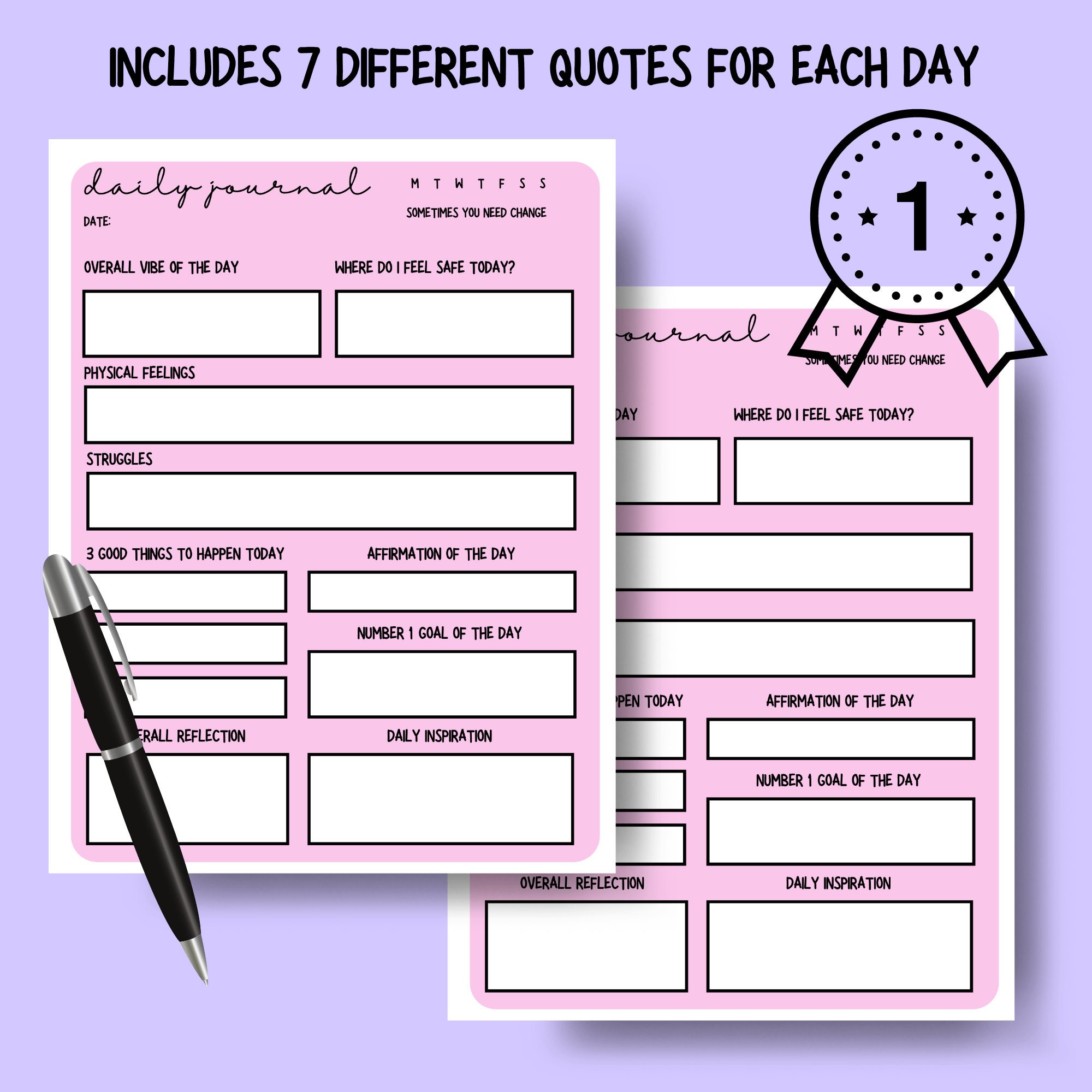 Daily Journal Printable Gratitude Journal Productivity Planner Digital ...