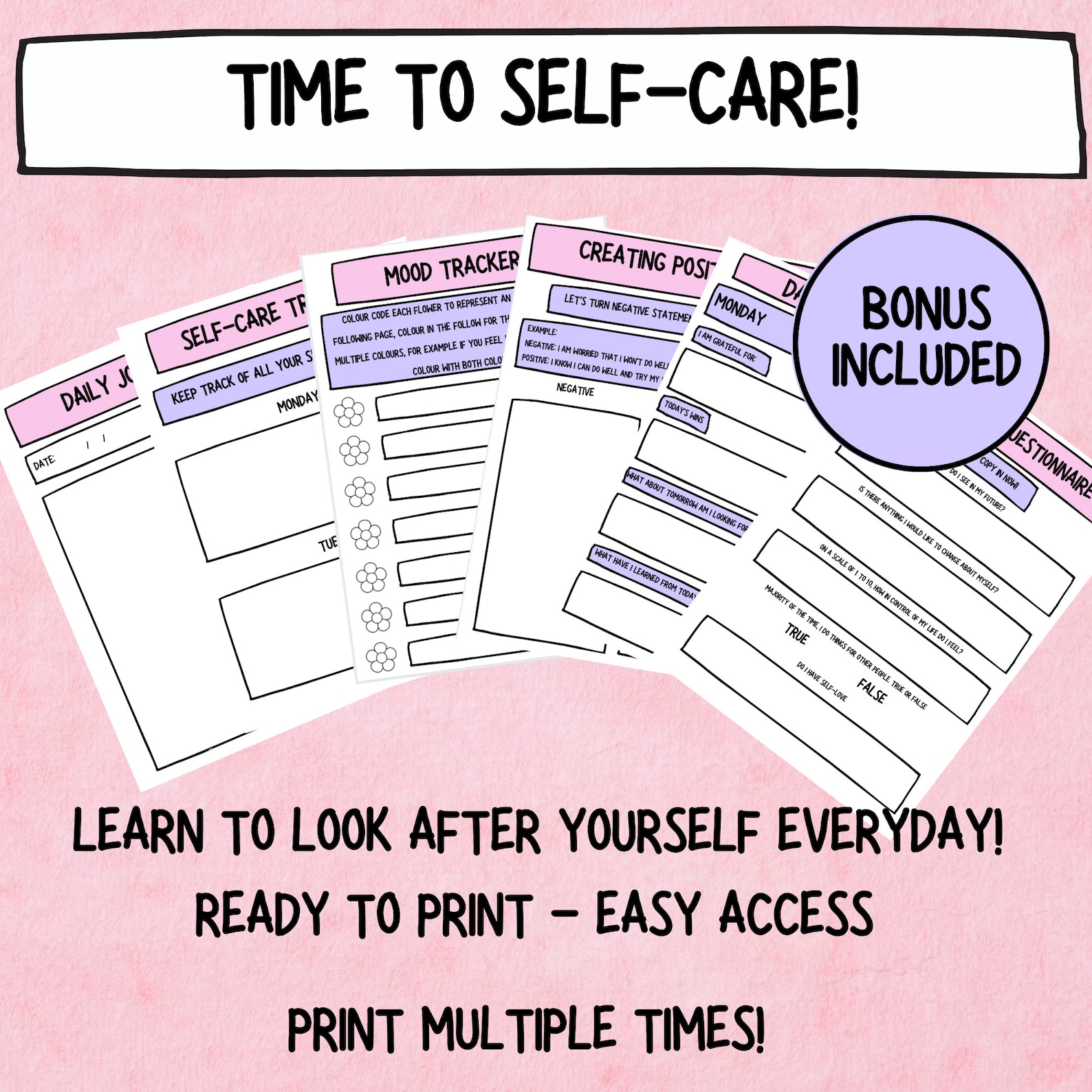 Complete Self-care Workbook Printable & Digital Download - Etsy