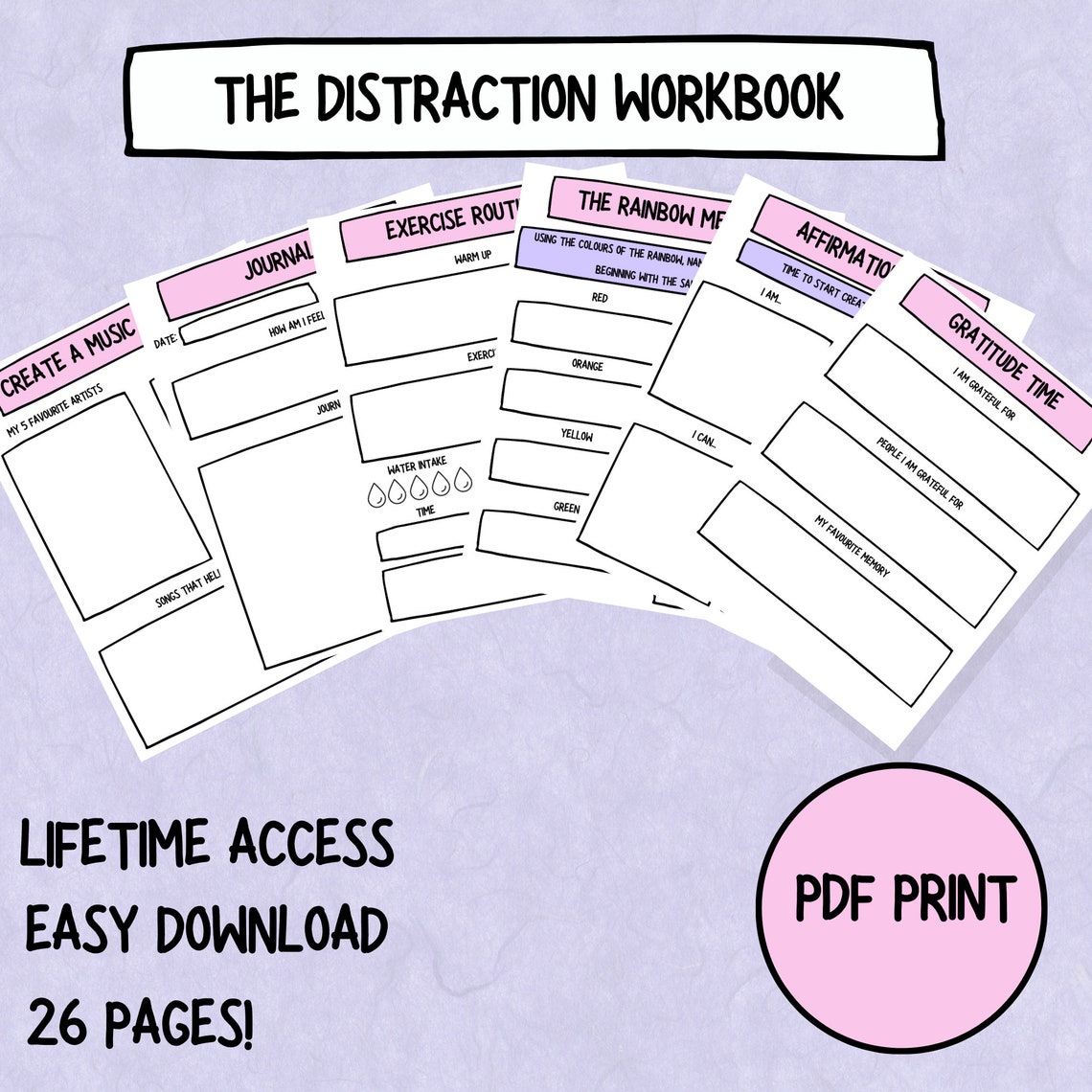 The Printable Distraction Workbook Distract Yourself When You're ...