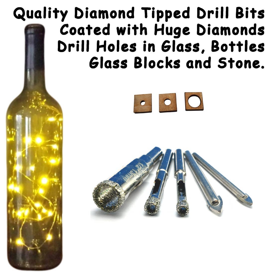 Glass Cutting Kit 1 Glass Drill Bits for Drilling Holes in Wine Bottles ...