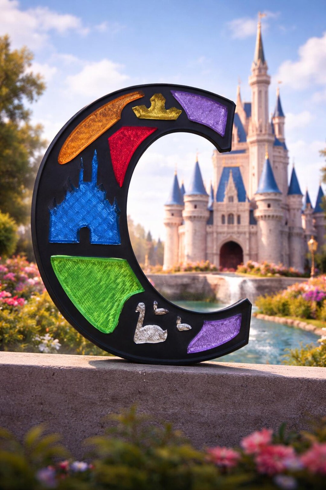 3D Printed Stained Glass Disney Letter "c" - Etsy
