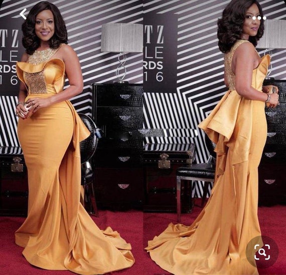 Golden Yellow Prom Dresscocktail Dinner Dressafrican Women Etsy