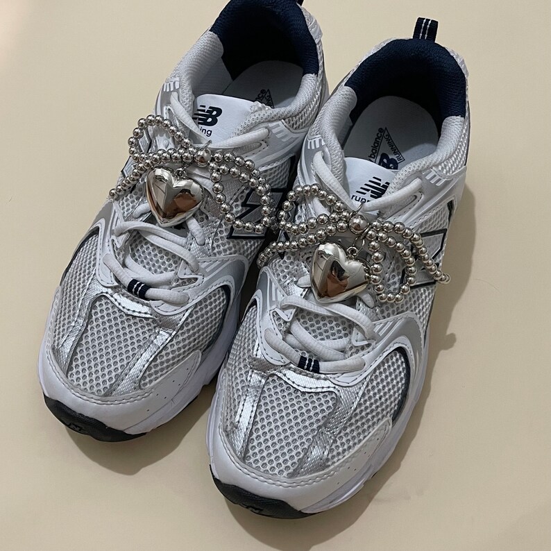 Silver Bead Shoe Ribbon Pearl Shoe Decoration Shoe Sliver Heart for ...