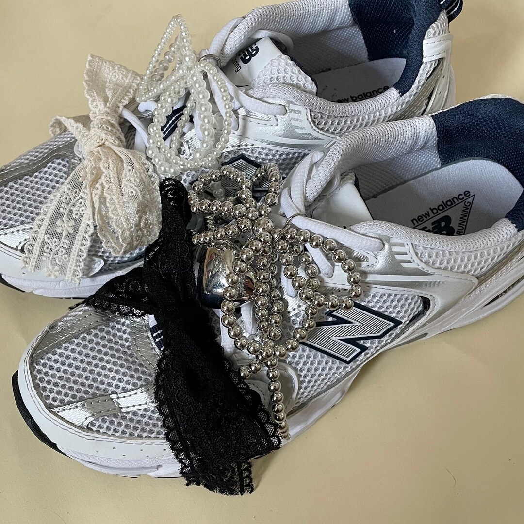 Silver Bead Shoe Ribbon Pearl Shoe Decoration Shoe Sliver Heart for ...