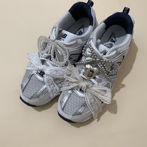 Silver Bead Shoe Ribbon Pearl Shoe Decoration Shoe Sliver Heart for ...