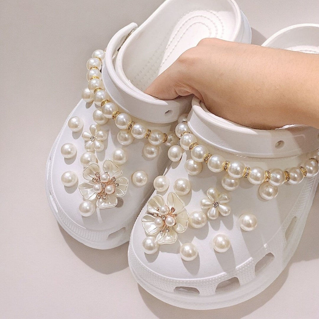 Flower Pearl Croc Charm Wedding Jibbitz Croc Pearl Chain Croc Charm ...