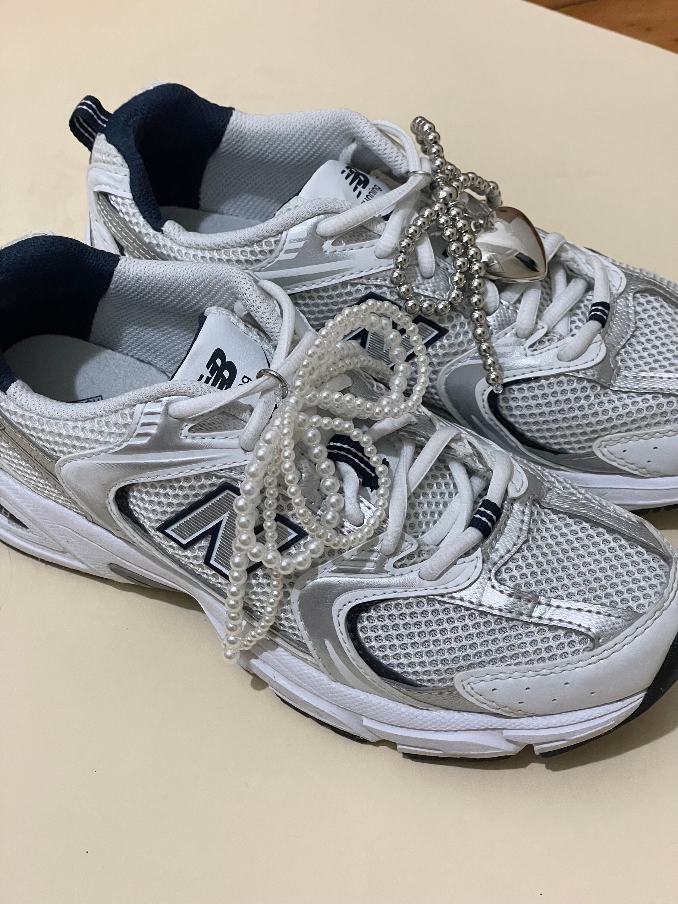 Silver Bead Shoe Ribbon Pearl Shoe Decoration Shoe Sliver Heart for ...