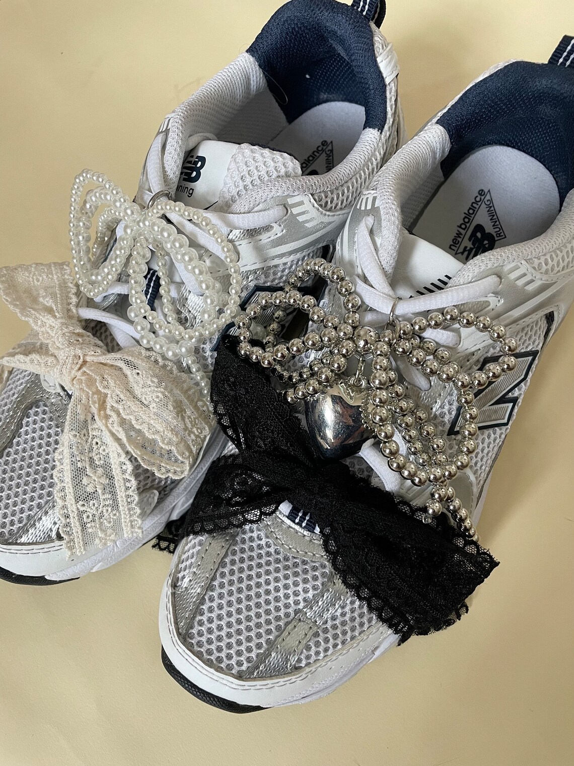 Silver Bead Shoe Ribbon Pearl Shoe Decoration Shoe Sliver Heart for ...